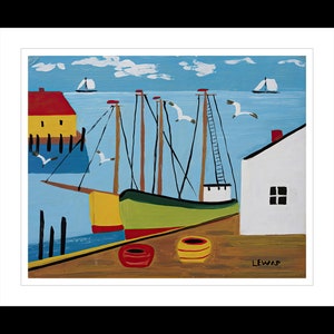 Maud Lewis - Boats and Barrels - Etsy