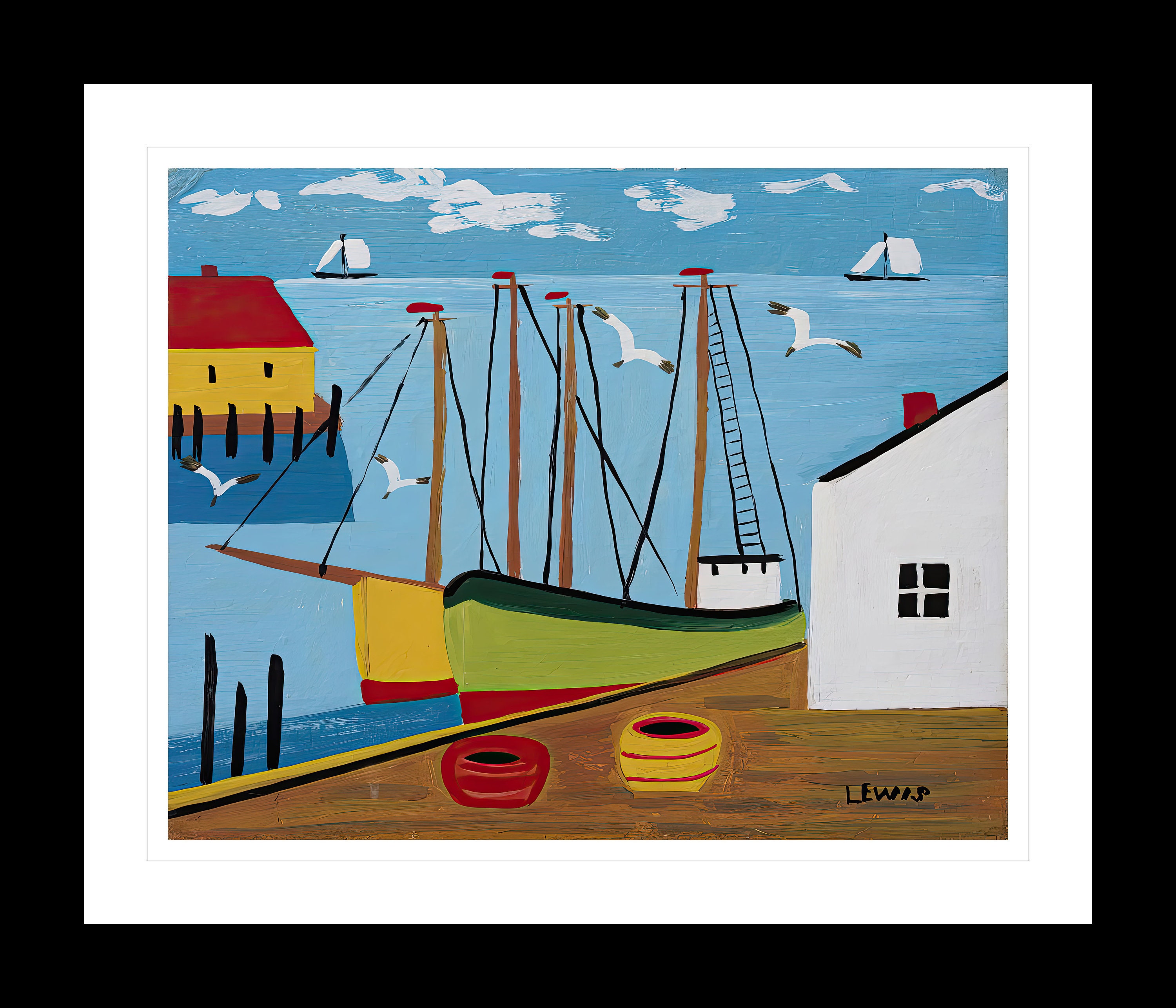 Maud Lewis - Boats and Barrels - Etsy