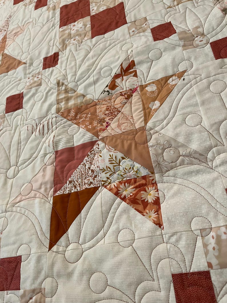 Hesper Star Quilt: Earthy Tones, Longarm Quilted (59x71) - Etsy