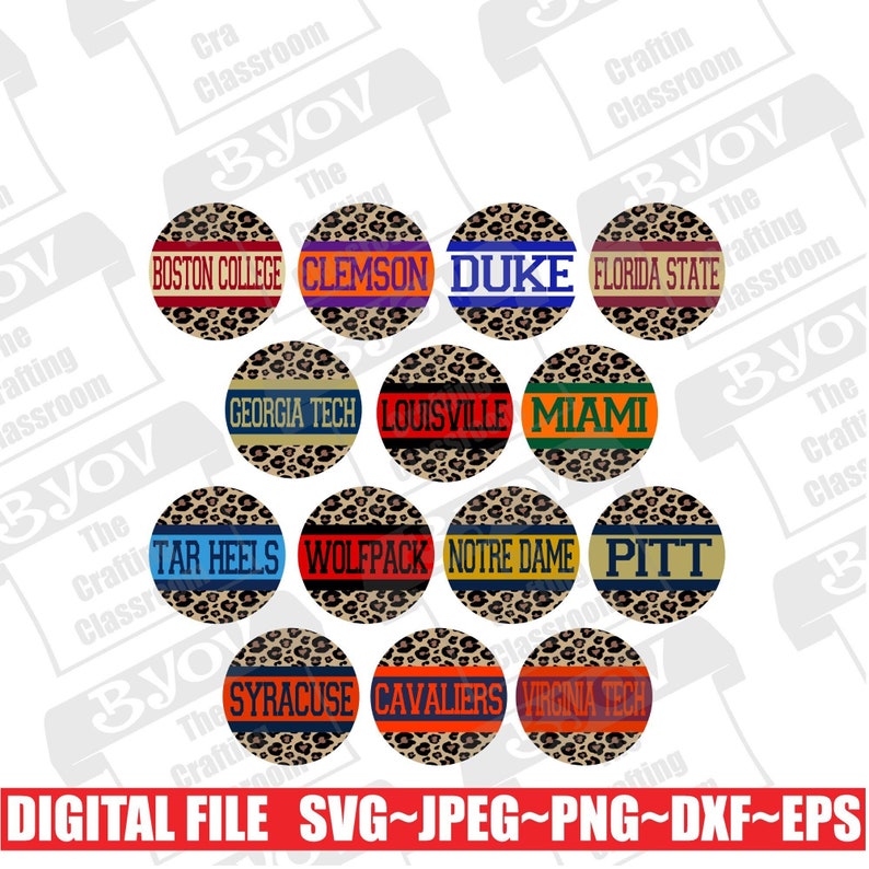 Cheetah Circles All 15 ACC College Football Teams **digital Download ...