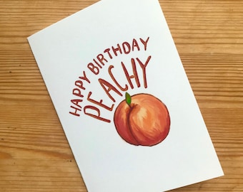 Peach Happy Birthday Card - Etsy