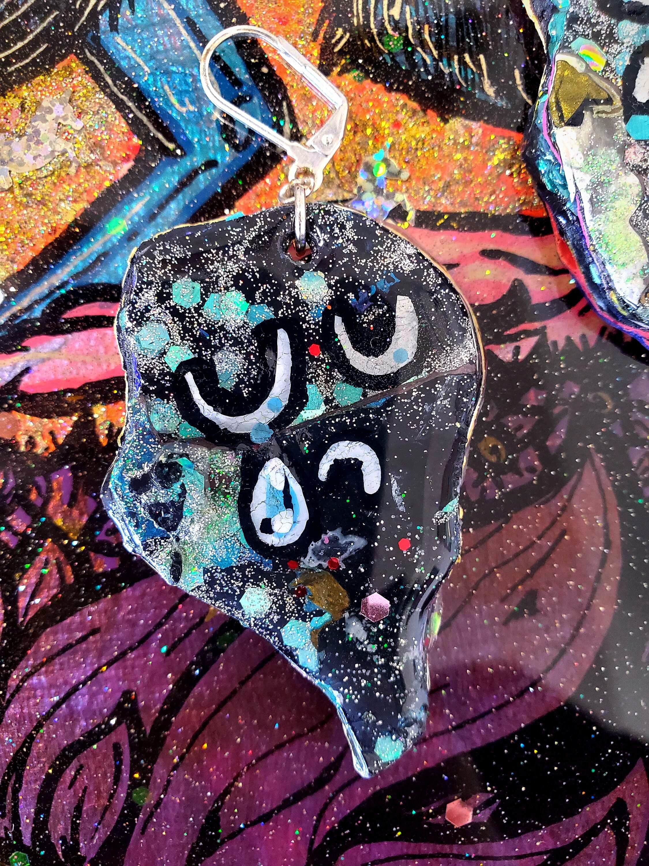 Sad Blobs reclaimed Paint Earrings Depressed Cute Faces - Etsy