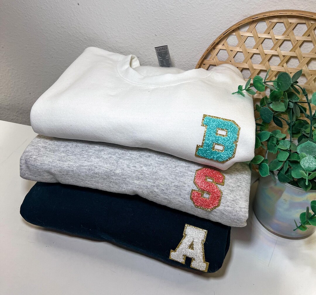 Custom Chenille Patch Sweatshirt | Personalized Chenille Patch Shirt ...
