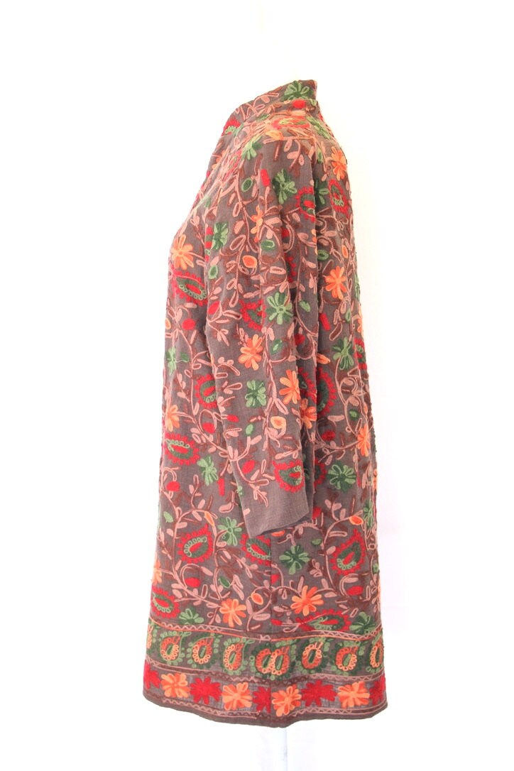 Floral Embroidered Coat - Etsy