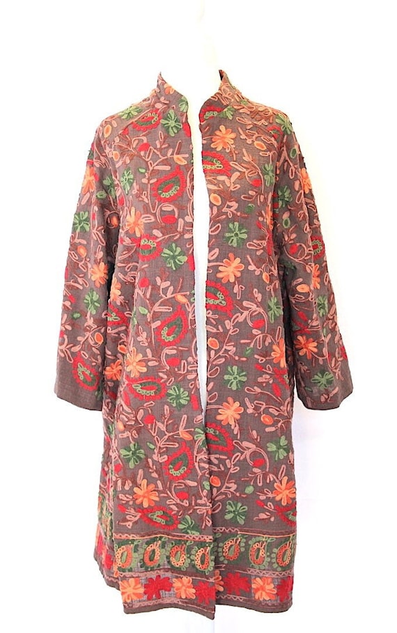 Floral Embroidered Coat - Etsy