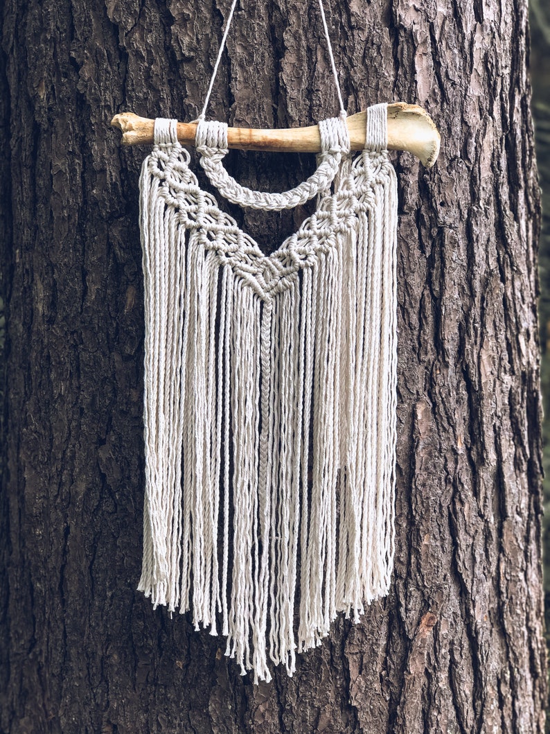 Boho Macrame Wall Hanging Minimalist Real Bone Decor White | Etsy