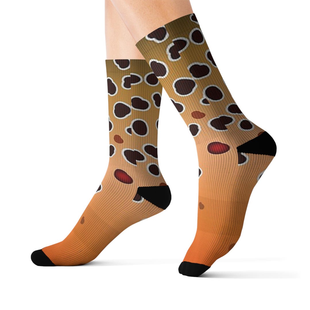 Brown Trout Sublimation Socks - Fisherman Gift, Fishing Apparel ...