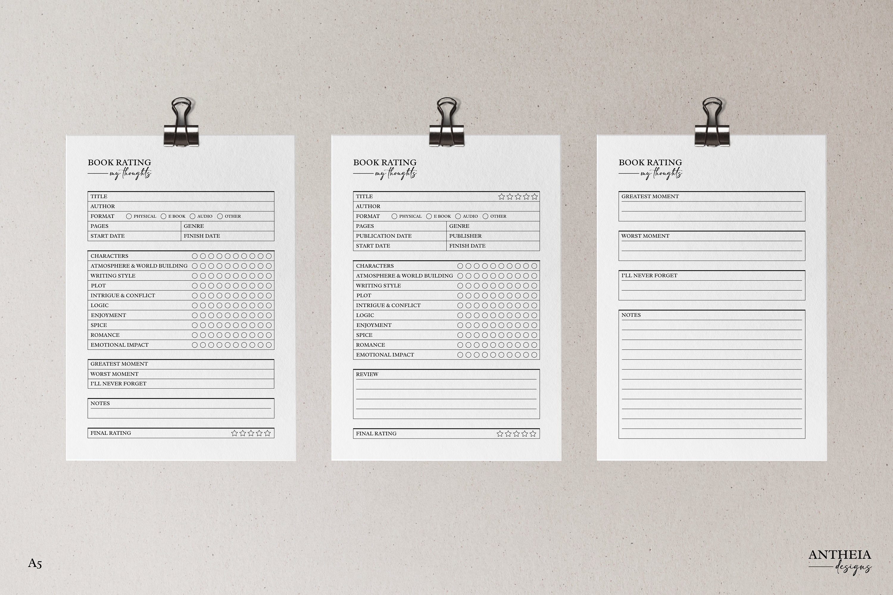 Book Rating, Printable Detailed Book Review, Book Review, Reading ...