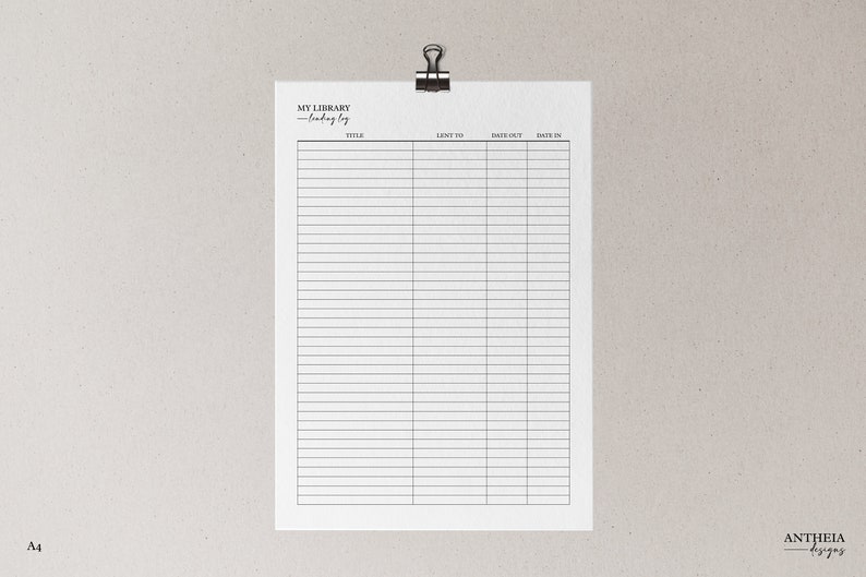 Printable Book Lending Log: Library Tracker (digital Download) - Etsy