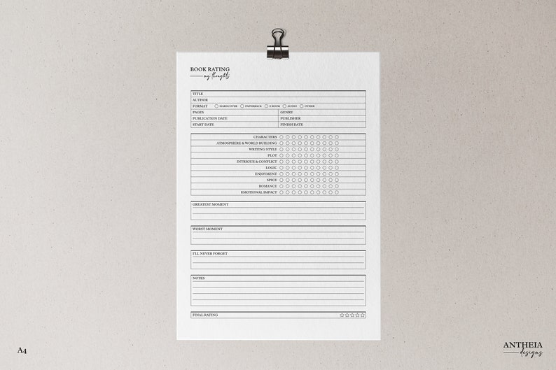 Book Rating, Printable Detailed Book Review, Book Review, Reading ...