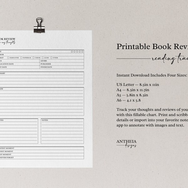 Reading Log With Summary - Etsy