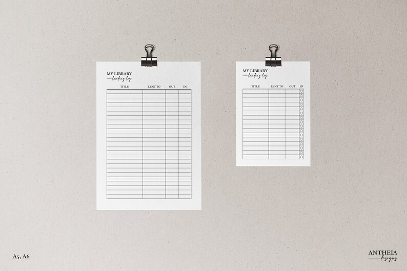 Printable Book Lending Log: Library Tracker (digital Download) - Etsy
