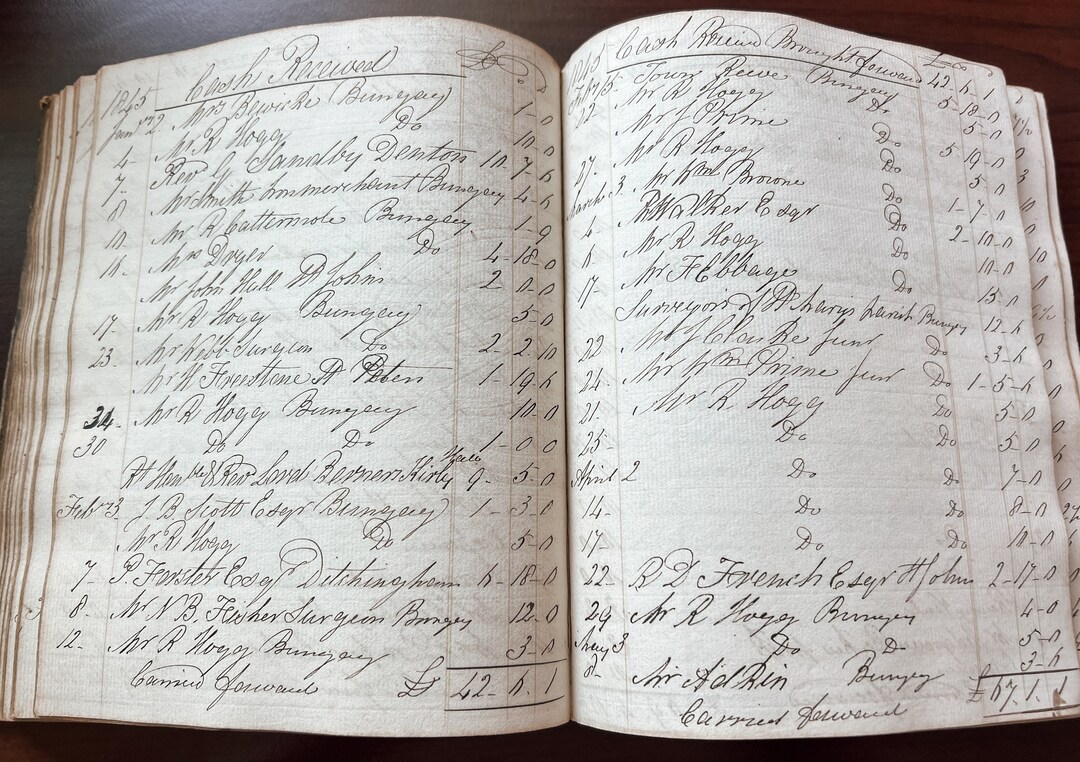 1800s BRITISH Antique Vintage Ledger Pages Cash Book Collectors Junk ...