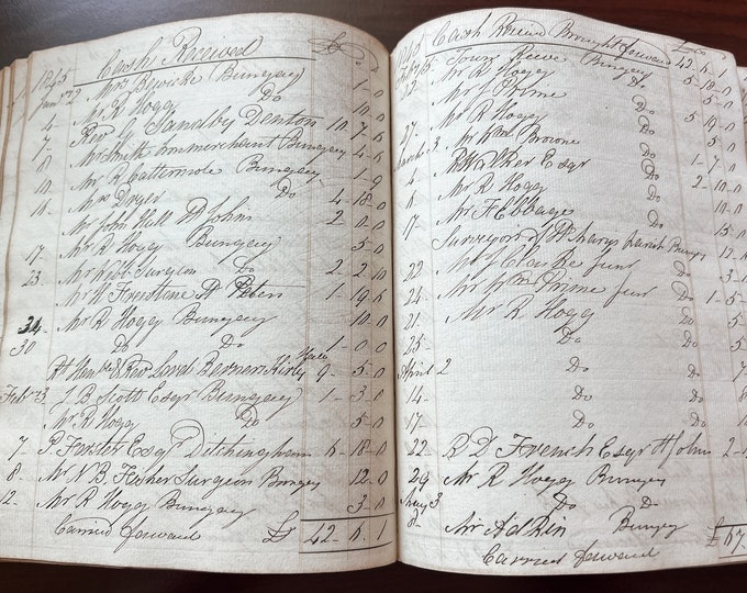 1800s BRITISH Antique Vintage Ledger Pages Cash Book Collectors Junk ...