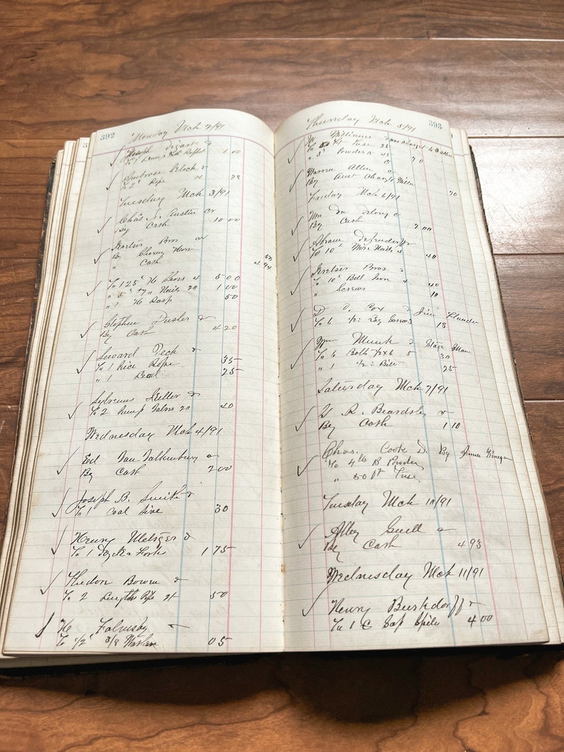 Tall Skinny 1800s Antique Vintage Ledger Pages Collectors Junk Journal ...