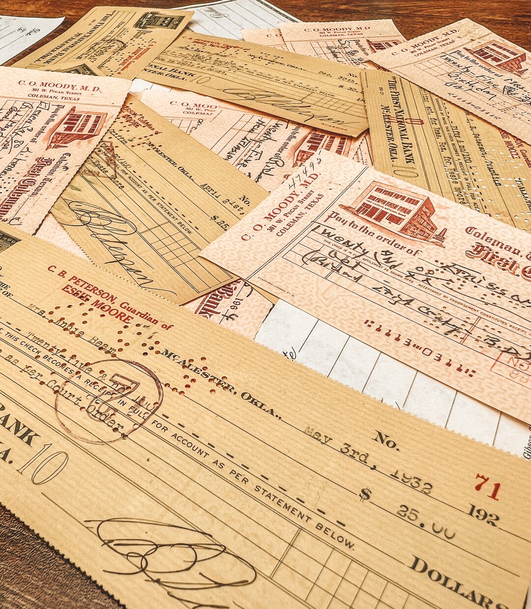 Vintage Assorted Checks Cancelled Blank Bank Check Doctor Note Junk ...