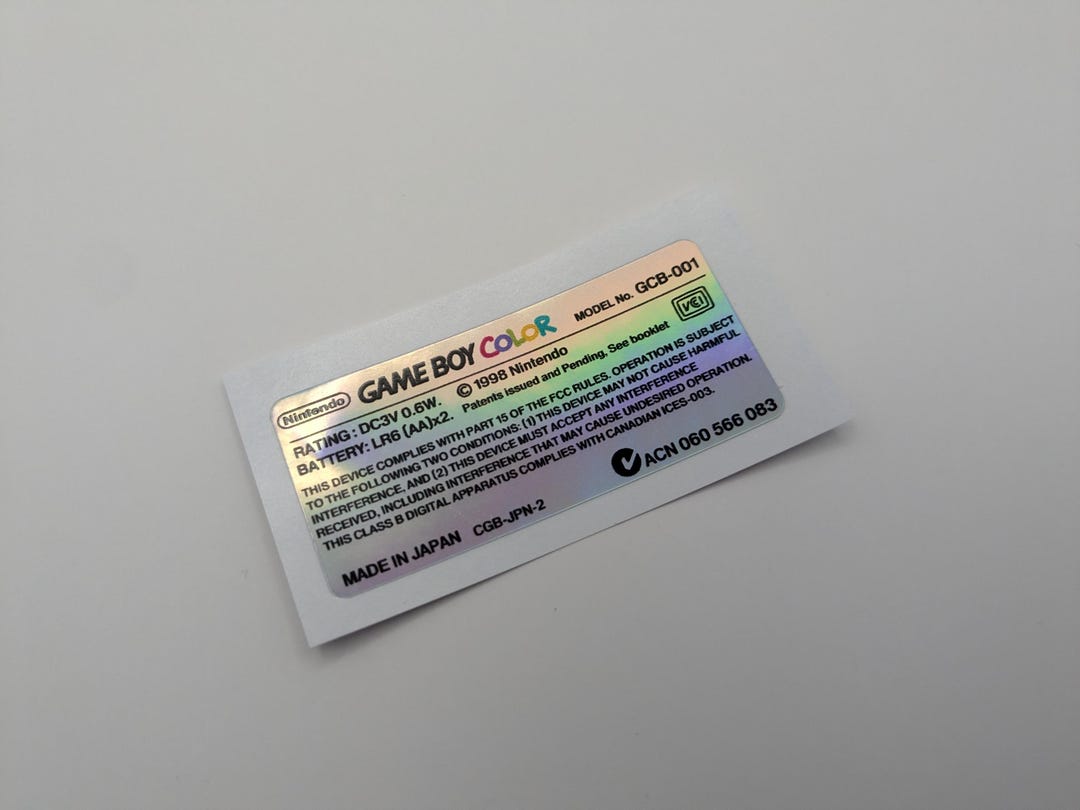 Gameboy Color Label Sticker Holographic - Etsy