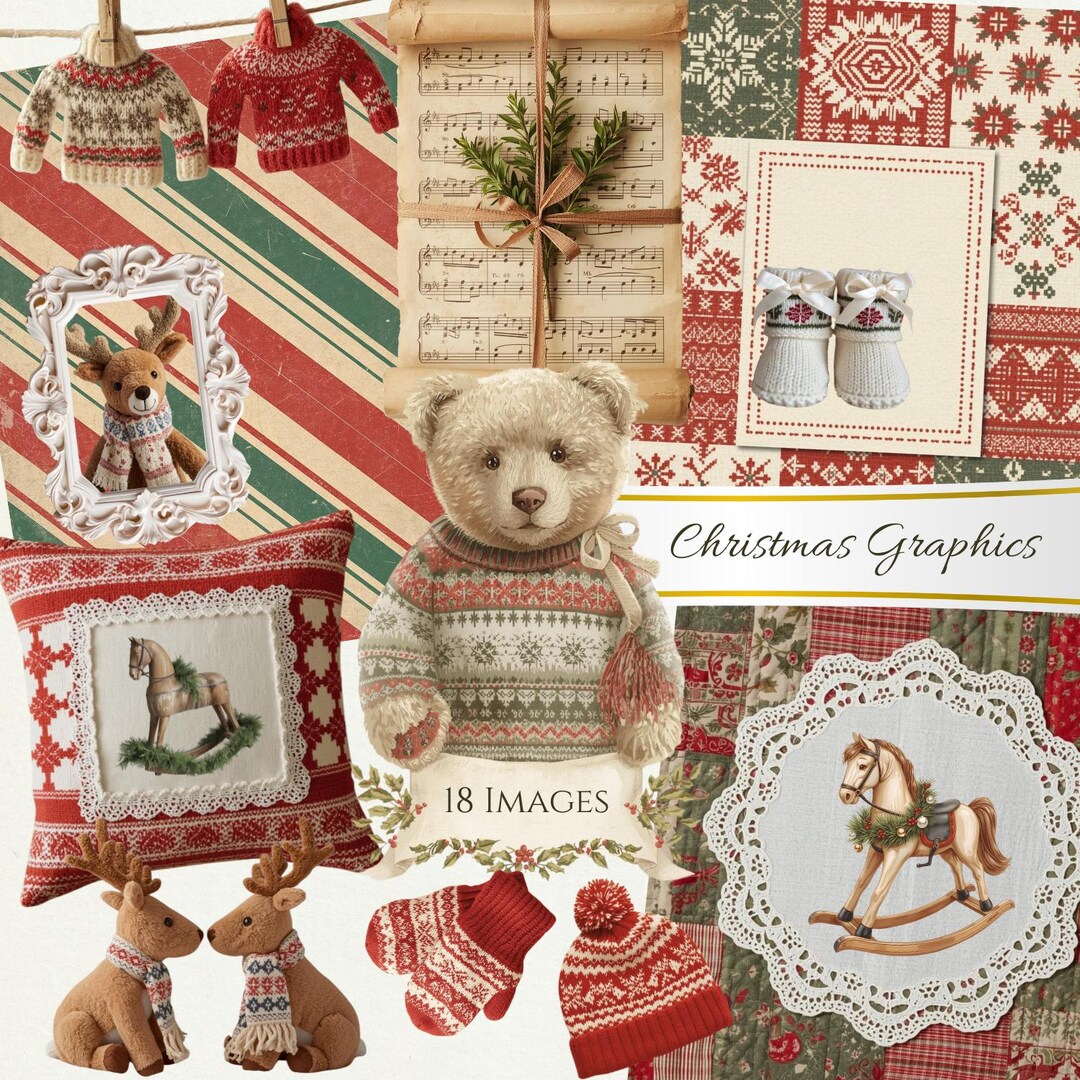 Christmas Clipart & Digital Paper Pack: Holiday Graphics (digital ...