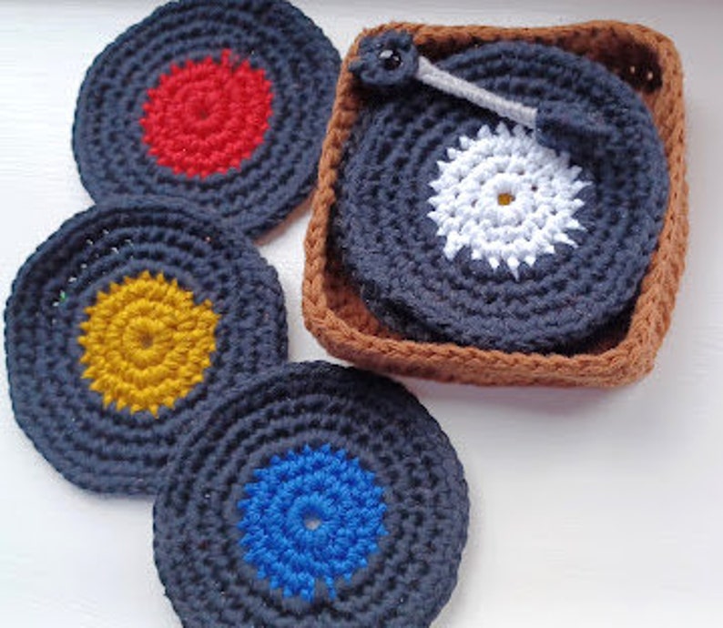 Record Set Crochet Pattern for Record Coasters Easy Crochet Pattern for ...