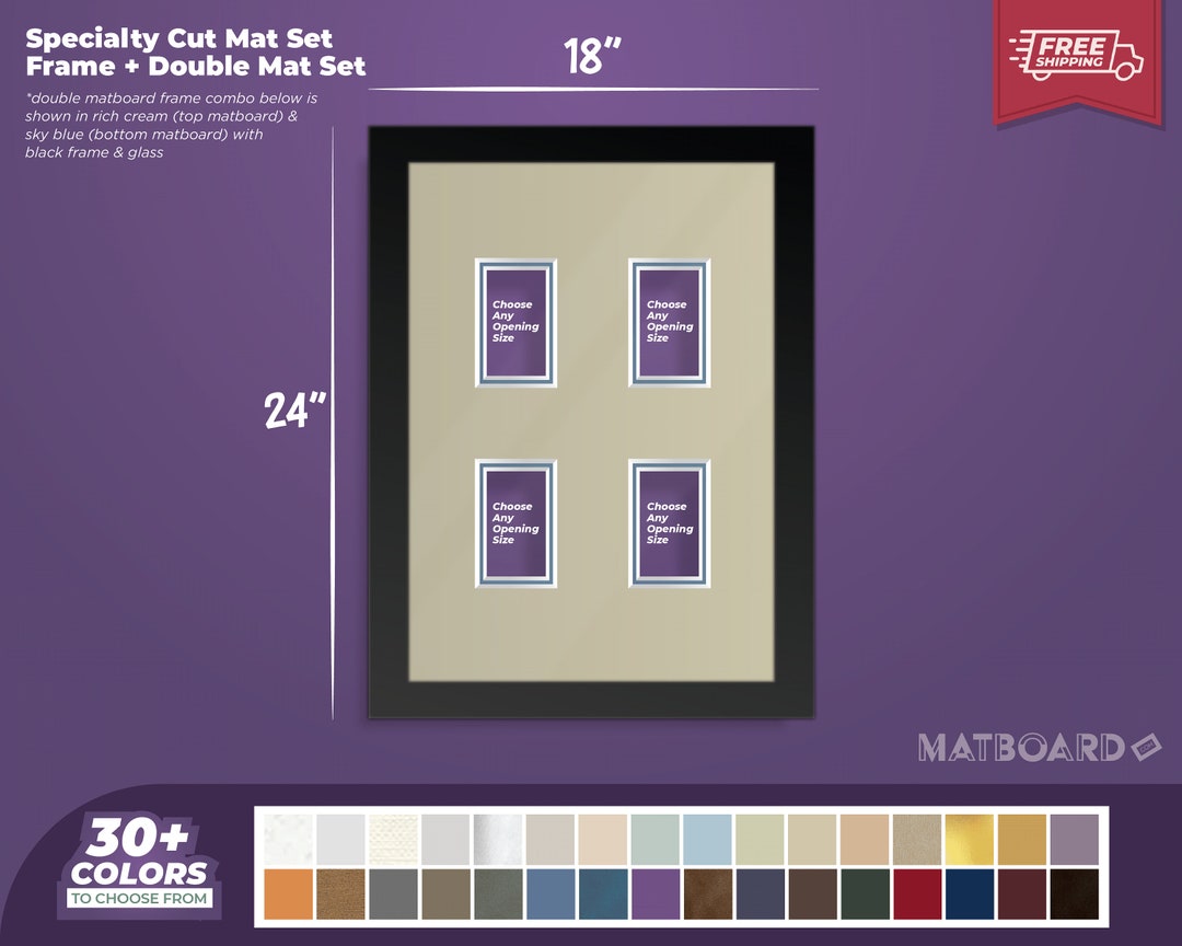 18x24” Specialty Double Matboard + Frame - Premium Matboard and Picture ...