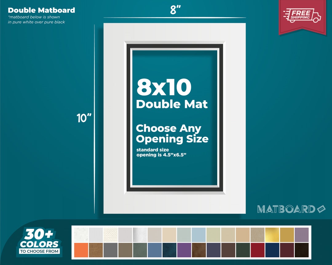 8x10" Premium Double Matboard - Choose Your Custom Matboard Size, Color ...