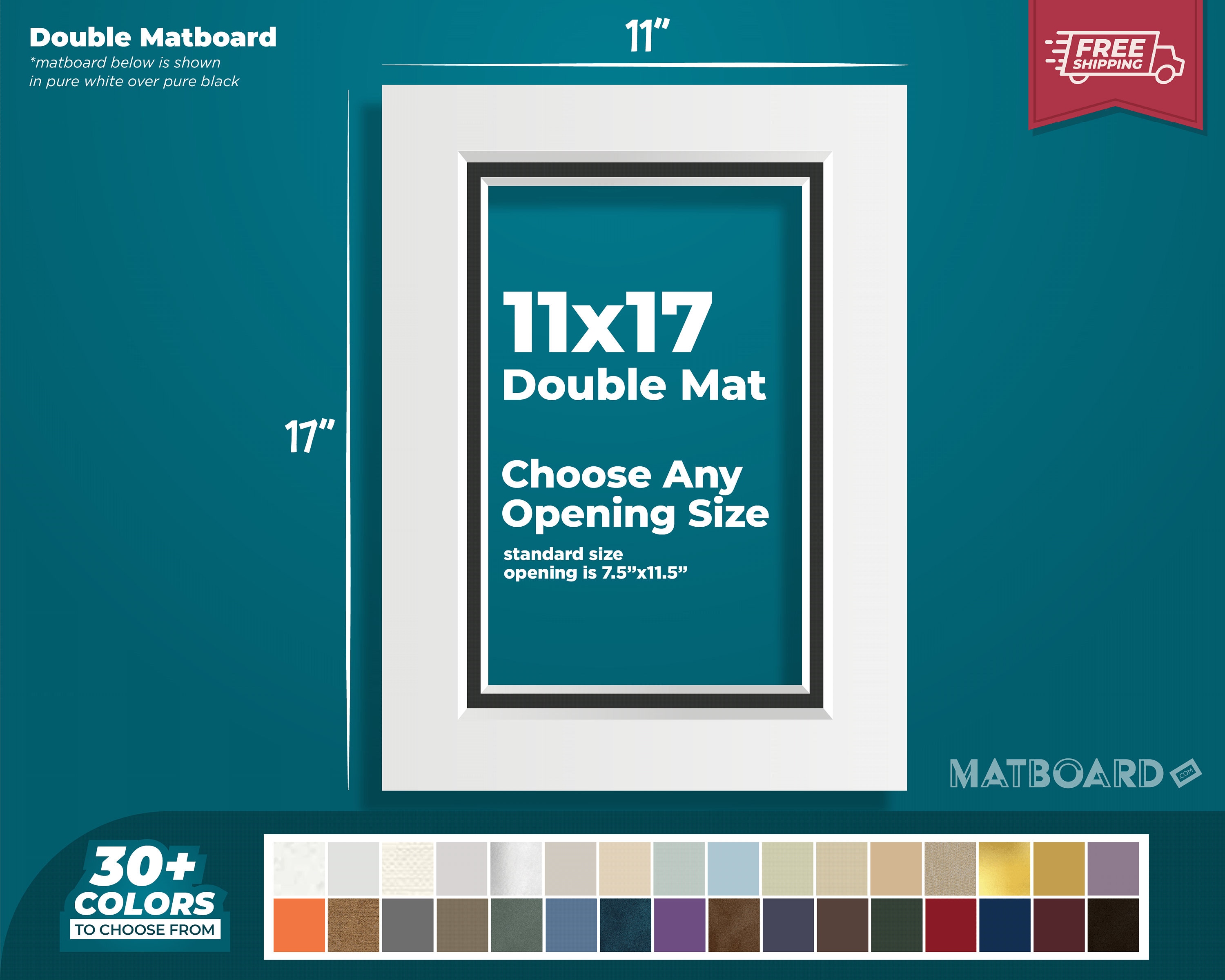 11x17" Premium Double Matboard - Choose Your Custom Matboard Size ...