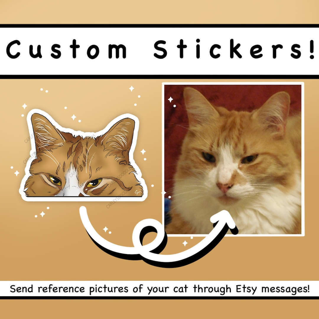 Custom Cat Sticker | Custom Cat Vinyl Sticker | Great Quality Cat ...