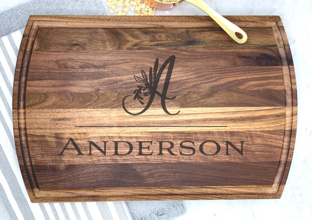Engraved Wood Cutting Board Handmade, Cutting Board Personalized Walnut ...