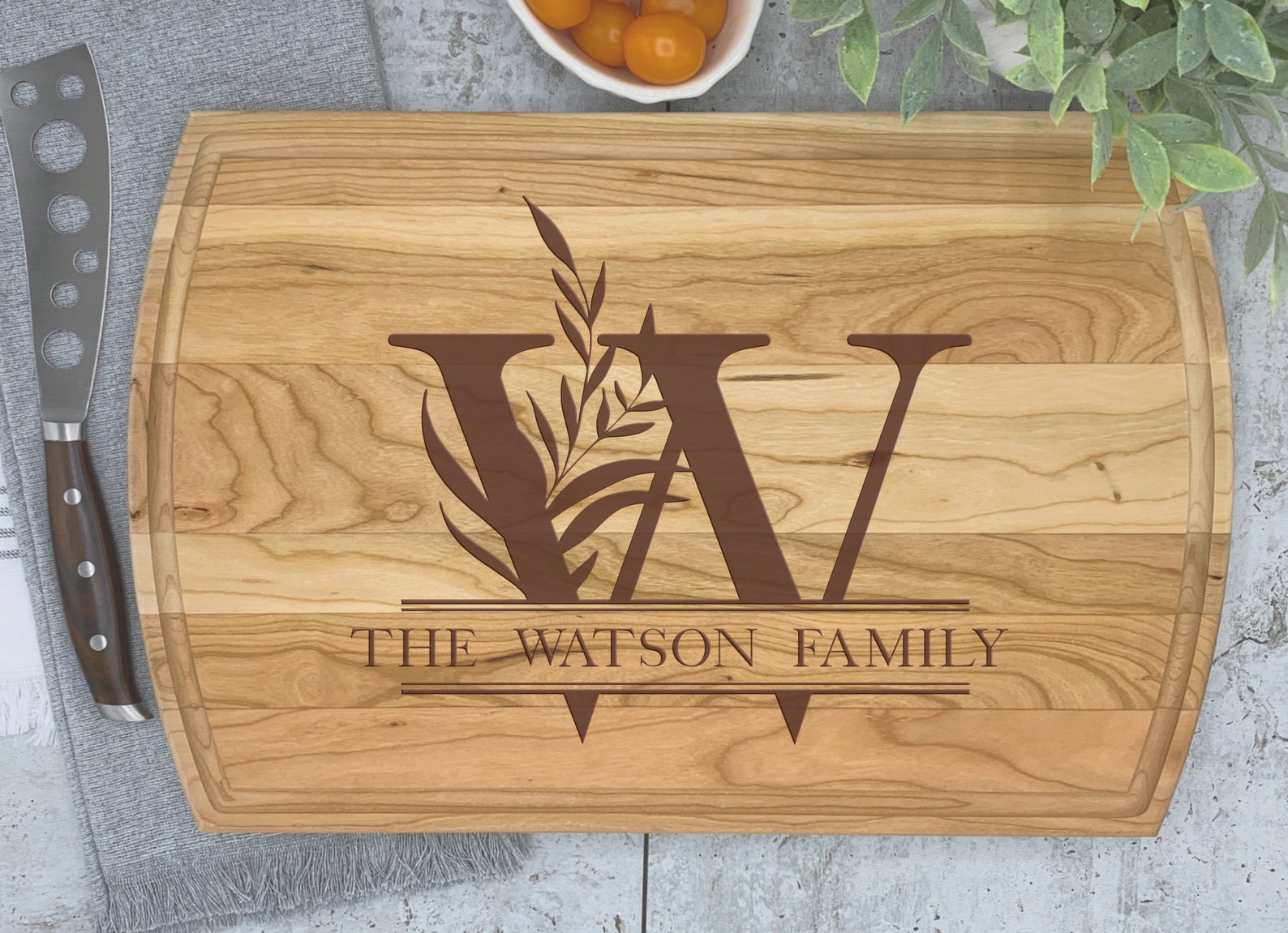 Family Name Cutting Board Name Cherry Wood Cutting Board With | Etsy