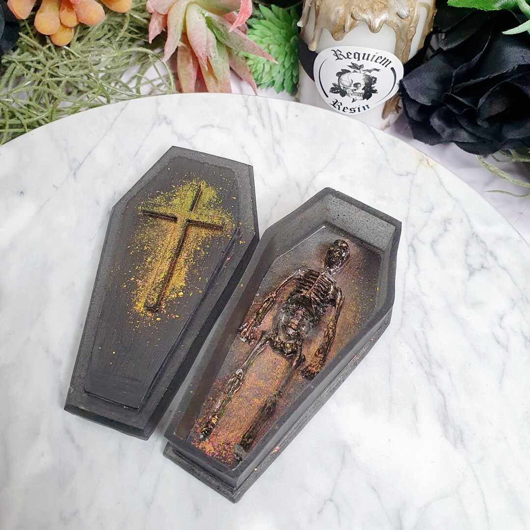 Handmade Resin Coffin Box: Skeleton Trinket Jewelry Box, Goth Decor - Etsy