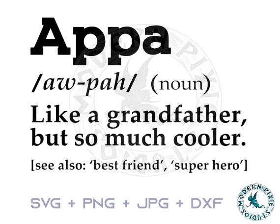 Appa Definition SVG PNG JPG Digital Cricut Game Sign | Etsy