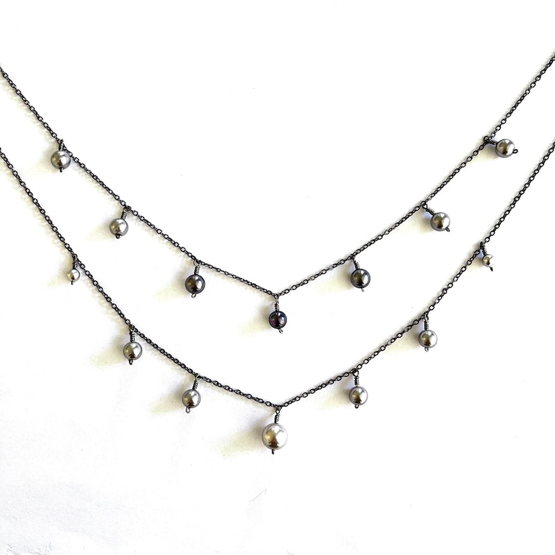 Dark Gray Pearl Pendant - Etsy