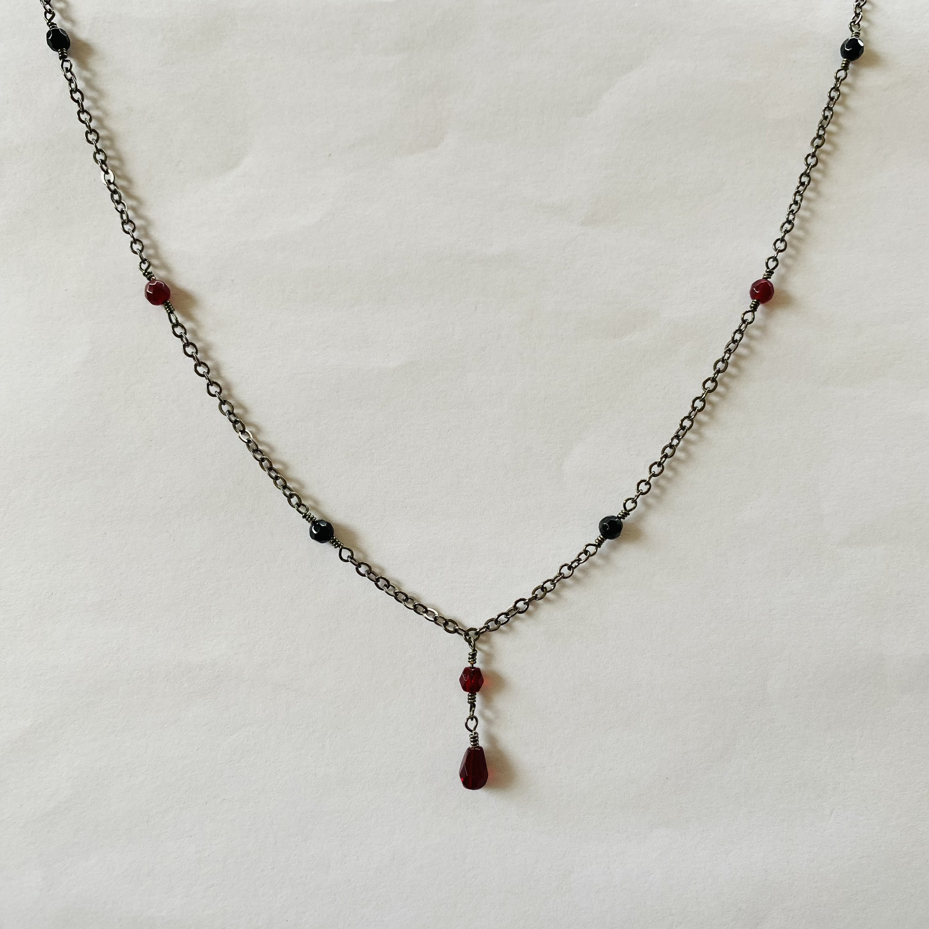 Red Crystal Pendant Necklace With Bead Accents, Two Versions - Etsy