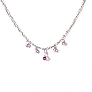 Purple Bicone Drop Crystal Necklaces With Matching Dangling Crystal ...
