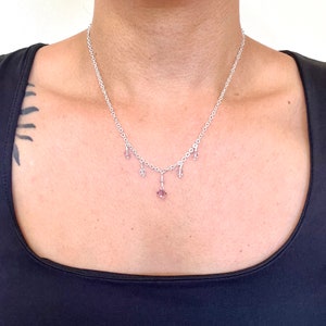 Purple Bicone Drop Crystal Necklaces With Matching Dangling Crystal ...