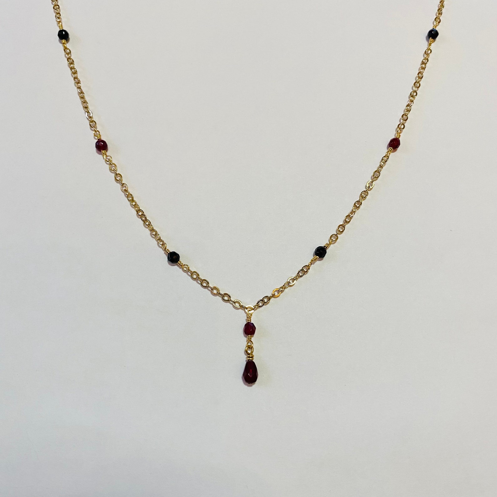 Red Crystal Pendant Necklace With Bead Accents, Two Versions - Etsy