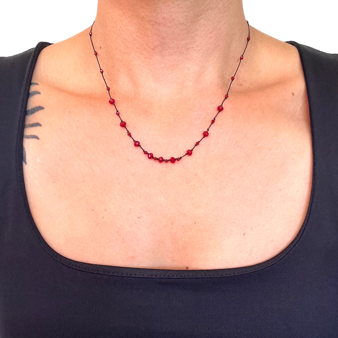 Floating Red Crystal Necklaces, Two Versions - Etsy