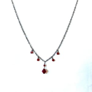 Red Swarovski Bicone Drop Crystal Necklace With Red Dangling Crystal ...