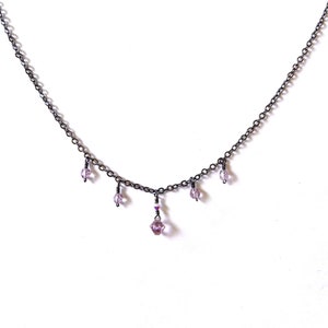 Purple Bicone Drop Crystal Necklaces With Matching Dangling Crystal ...