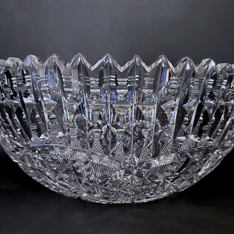 American Brilliant Cut Glass Bowl Signed - Etsy