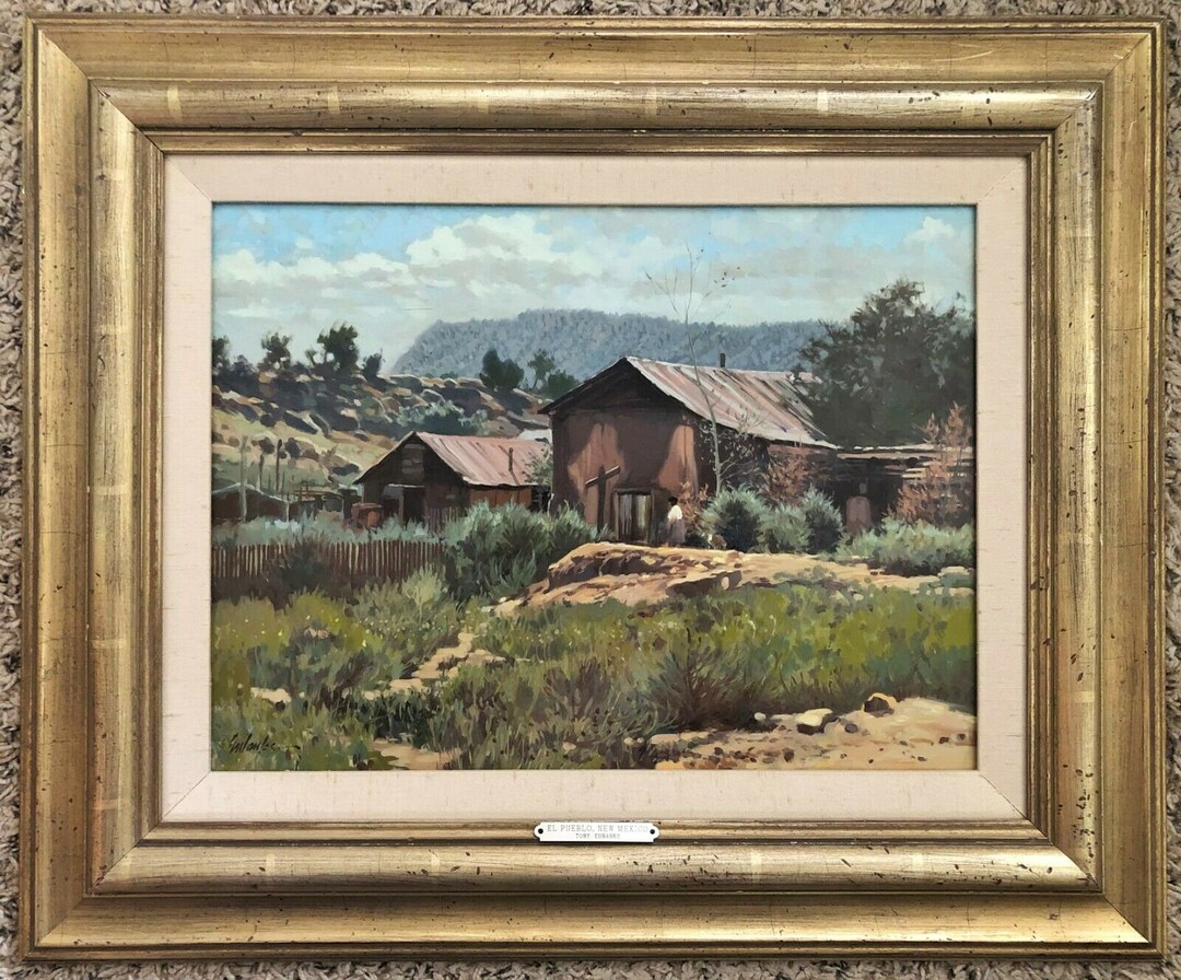 Original Signed Tony Eubanks Oil Painting on Board – El Pueblo, NEW ...