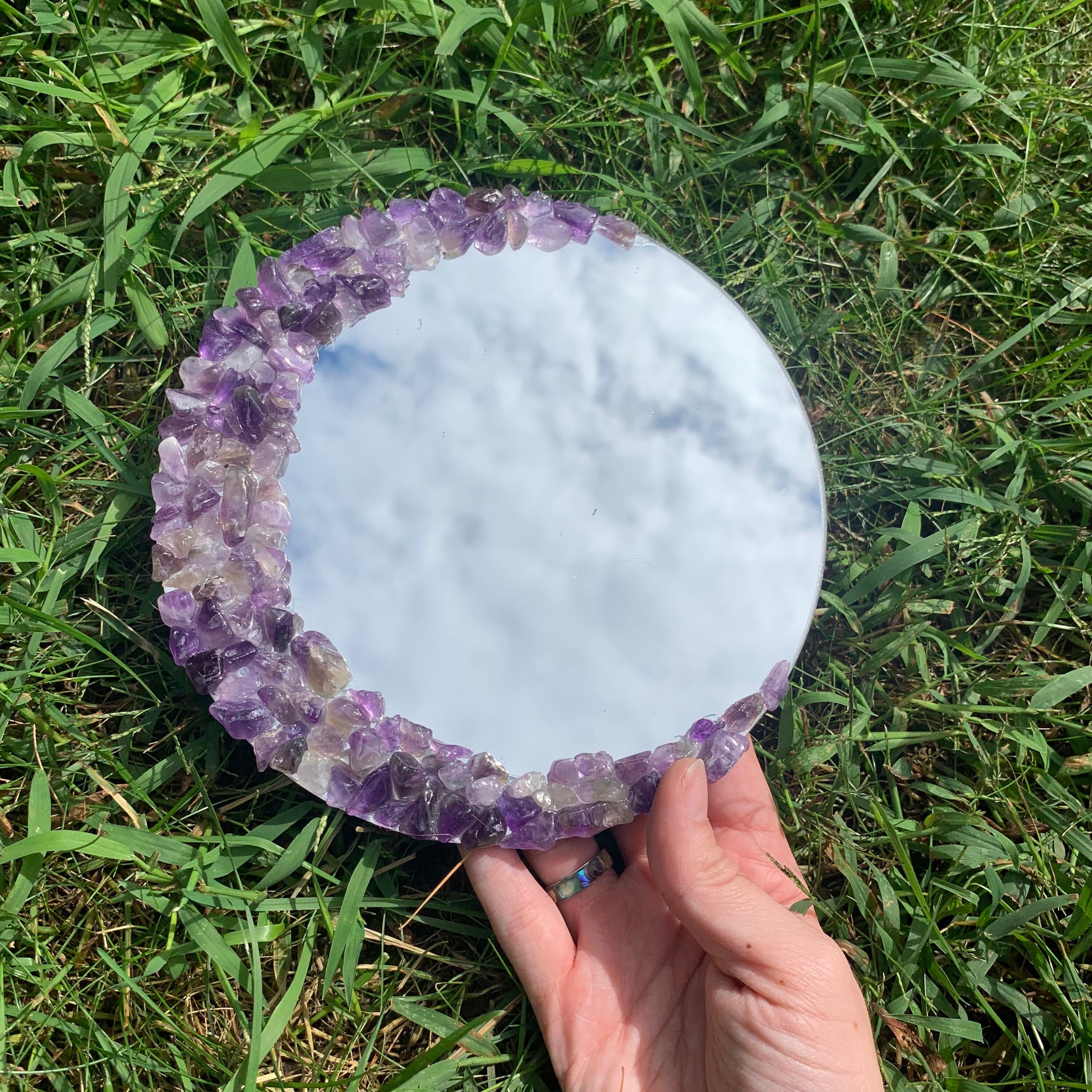 Amethyst Mirror Tigers Eye Mirror Crystal mirror tumbled | Etsy