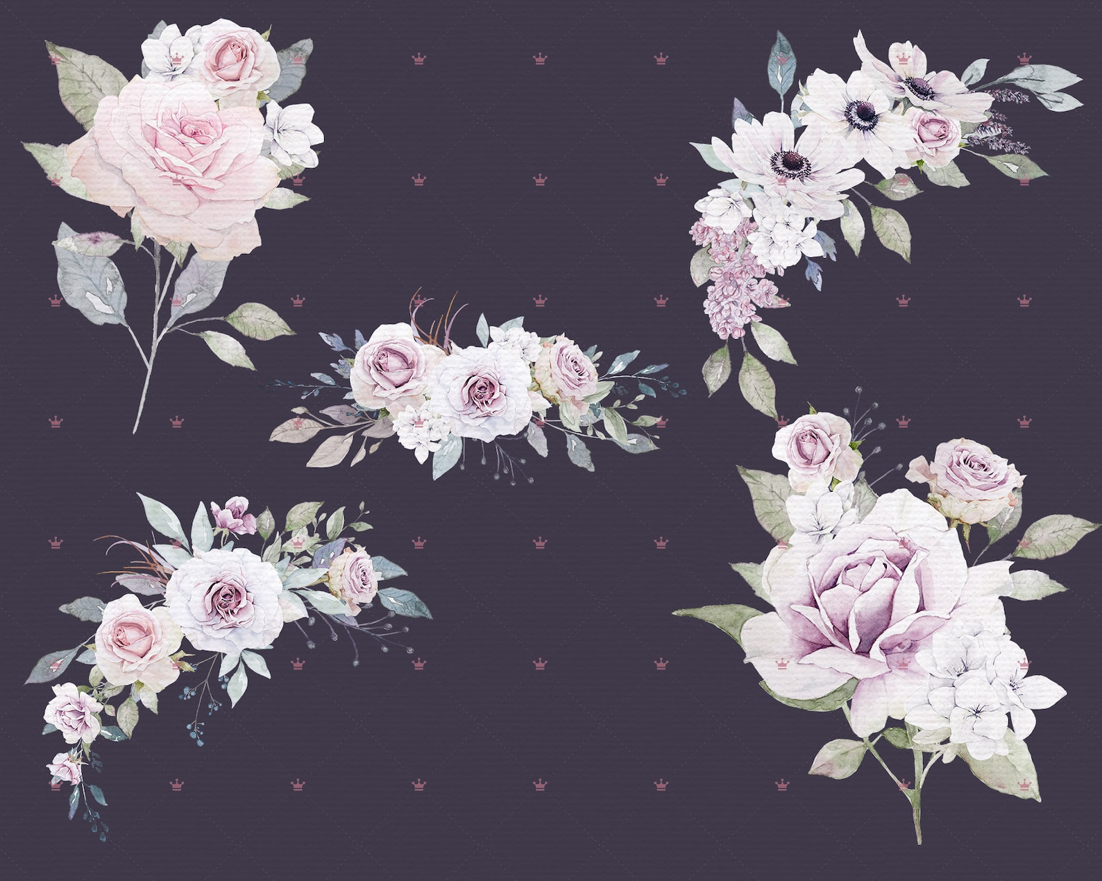 Floral Watercolor Clipart Flower Bouquet Hand Painted - Etsy