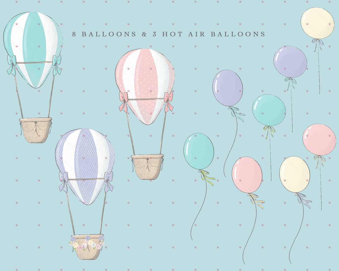 Bunny & Balloon Clipart – Spring Nursery Art, Planner Stickers (PNG ...