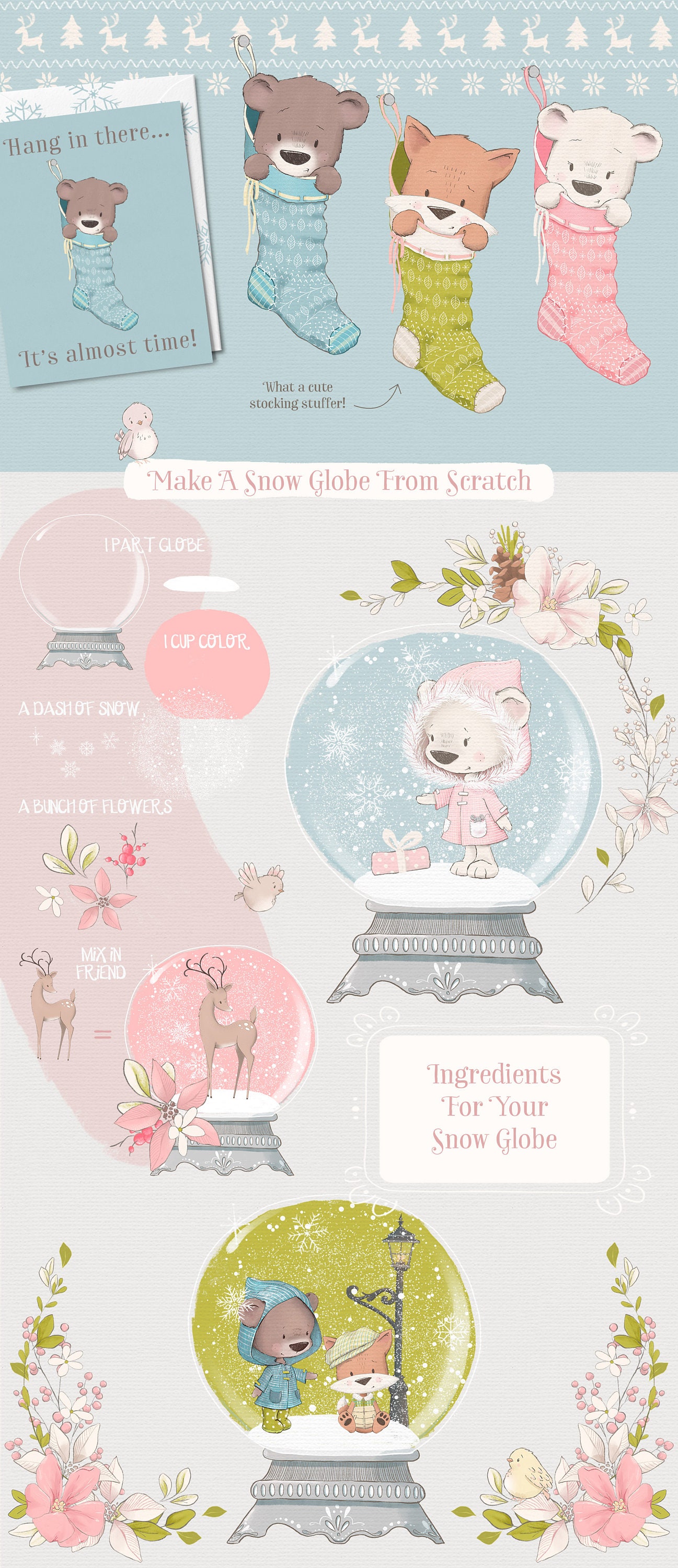 Winter Scene Clipart Snow Adorable Complete Clipart Set Winter - Etsy