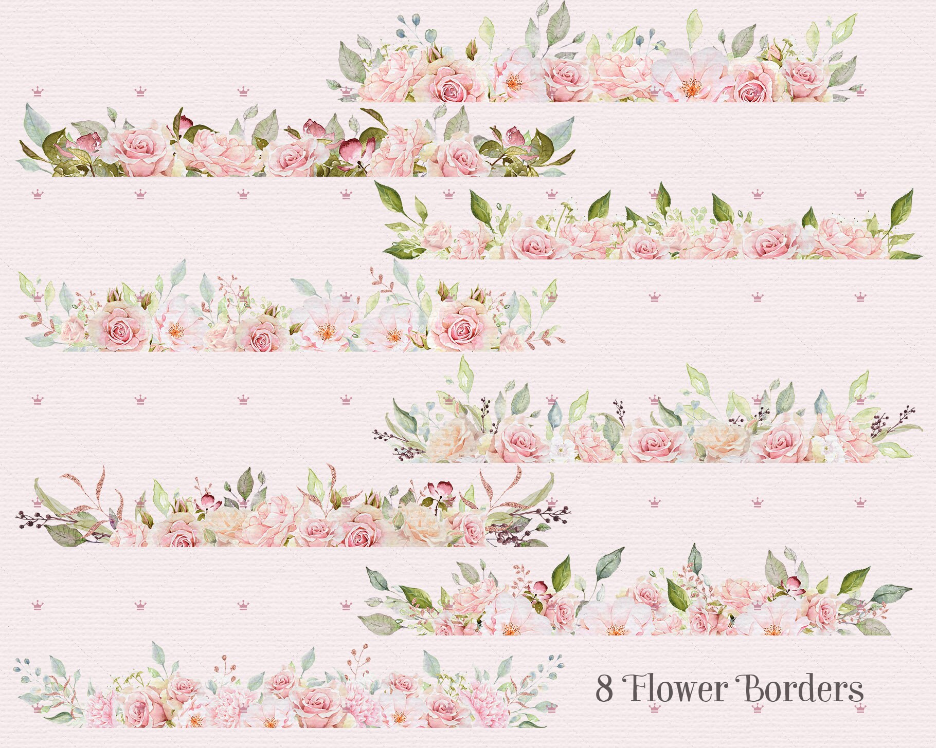 Pink Roses Clipart / Flower Frame Clipart / Flower Border - Etsy Hong Kong