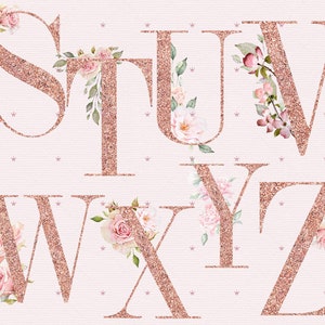 Floral Alphabet Clipart, Floral Letters, Botanical Alphabet, Flower ...