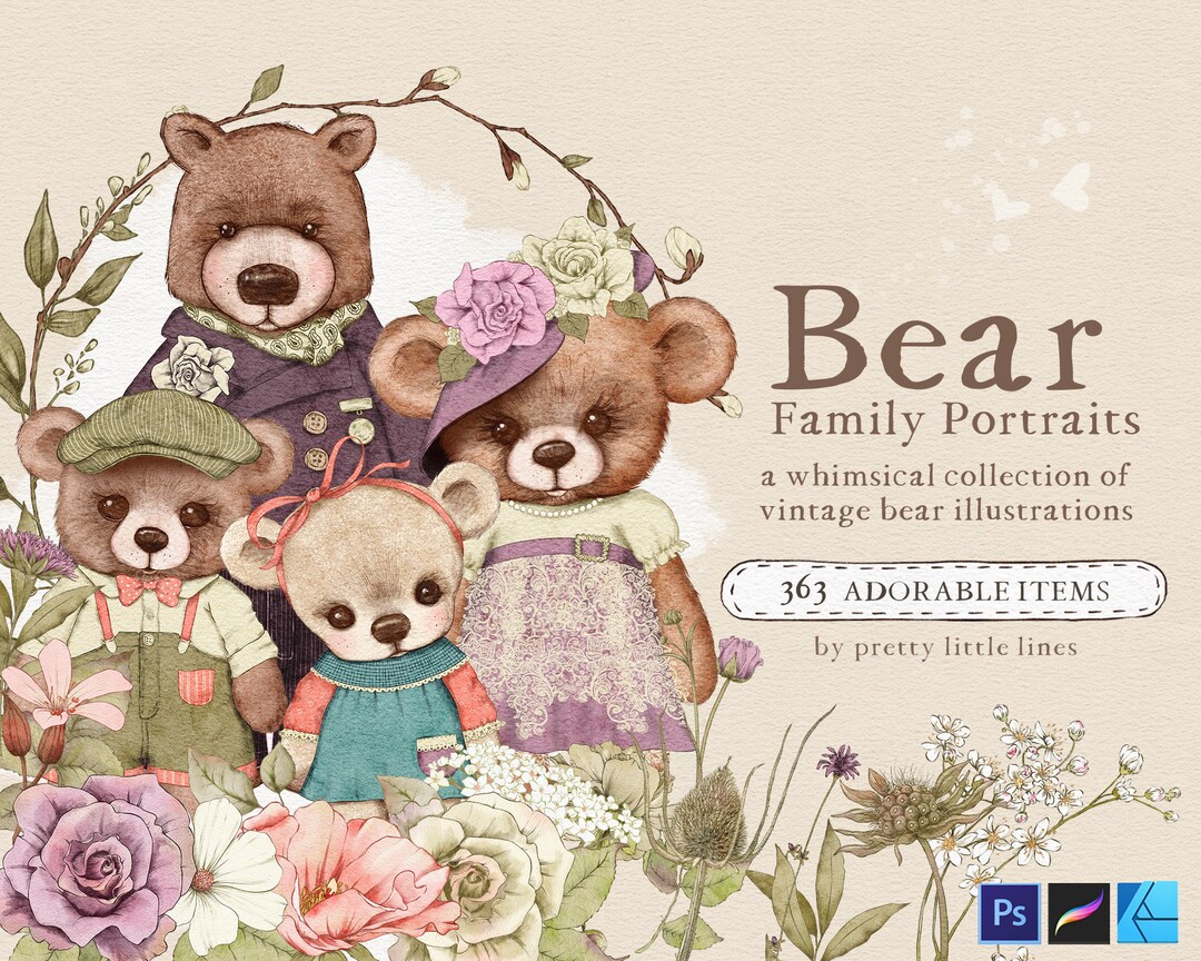 Teddy Bear Clipart | Baby Bear | Mama Bear | Papa Bear | Bear Family ...