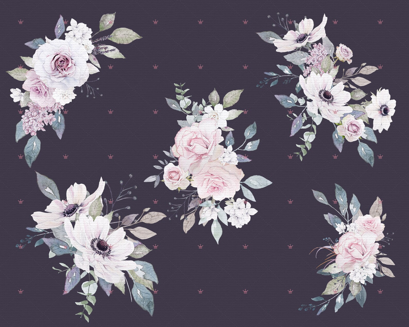 Floral Watercolor Clipart Flower Bouquet Hand Painted - Etsy