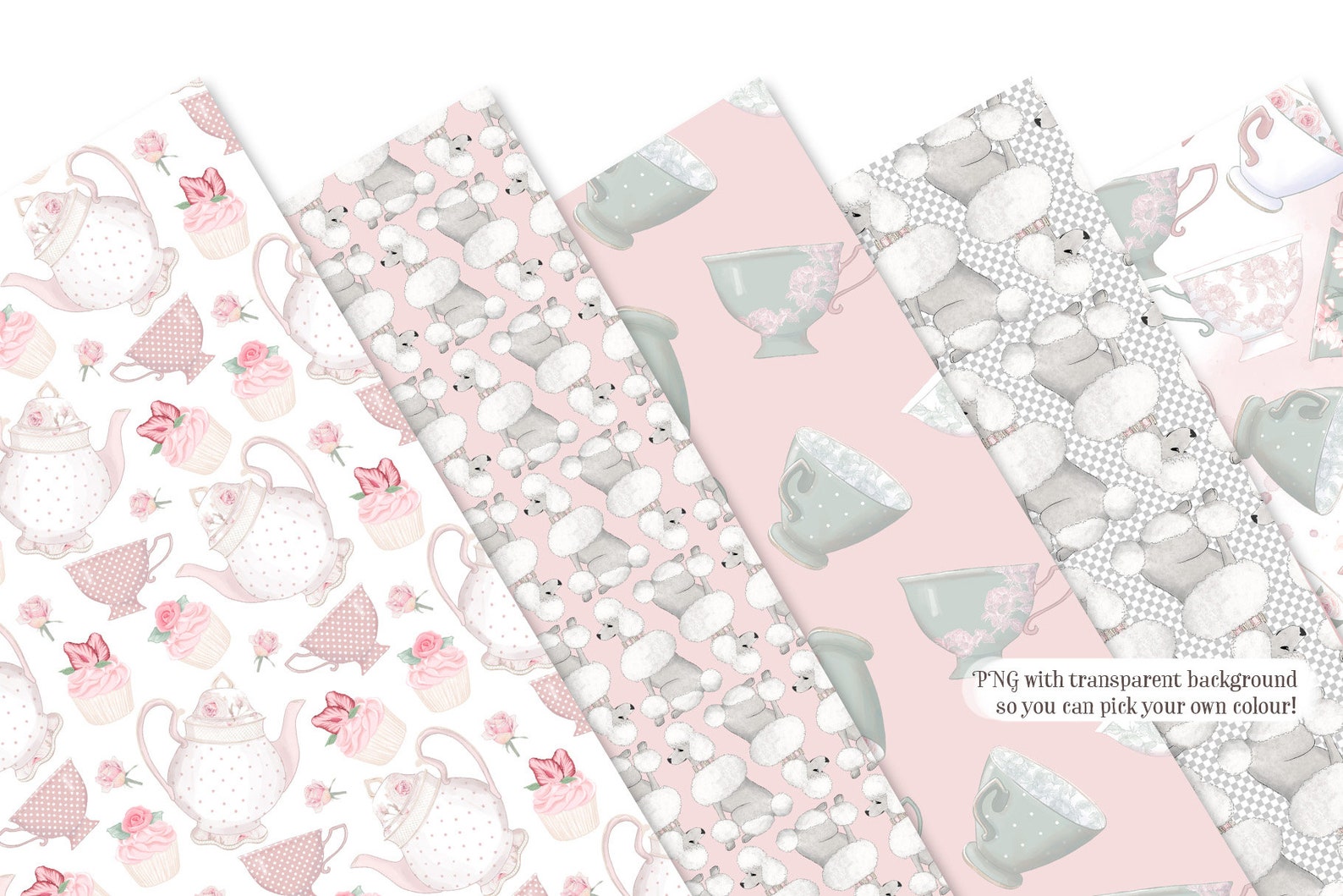 Tea Party Digital Paper Seamless Patterns 45 High Quality - Etsy